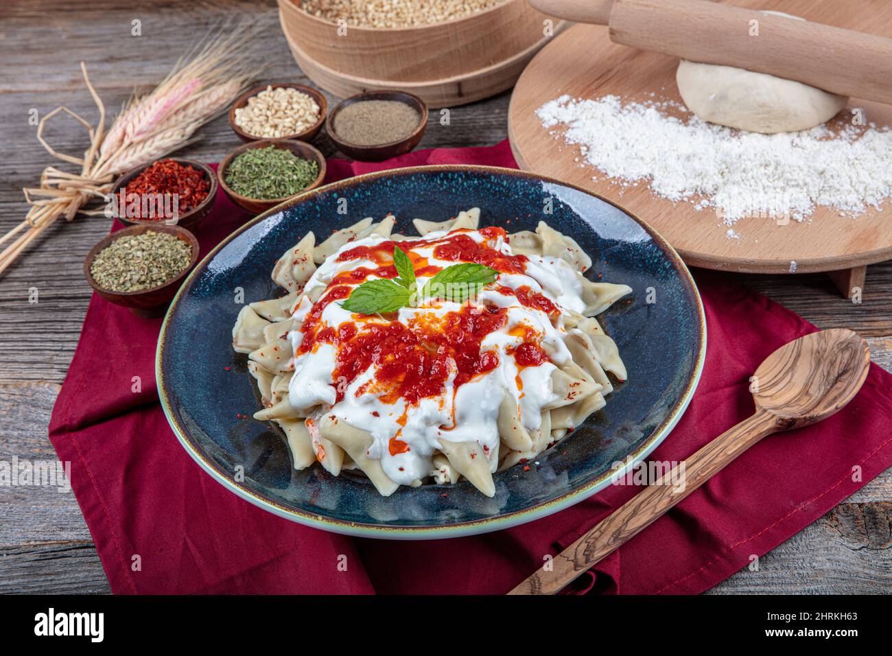 Perfect Turkish Ravioli and Chili Peppers Fried in Butter. Turkish ...