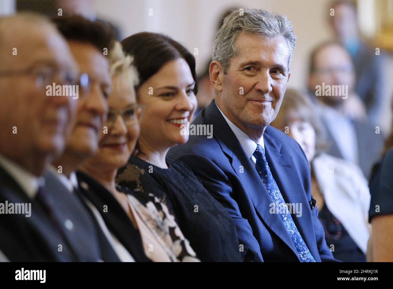 Premier Brian Pallister looks at some of his new provincial MLAs who ...