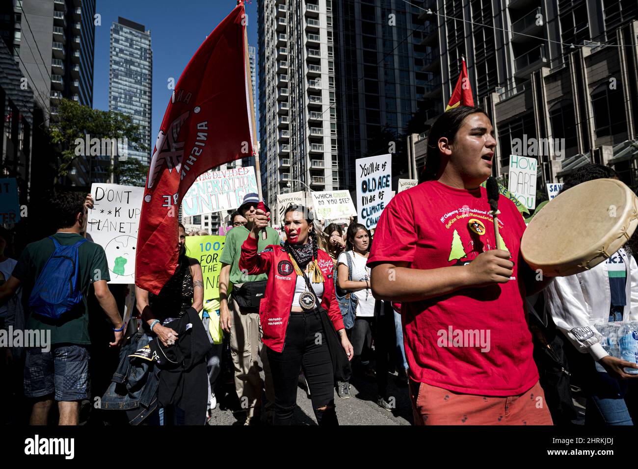 First Nation and Indigenous people lead a climate protest in Toronto on ...