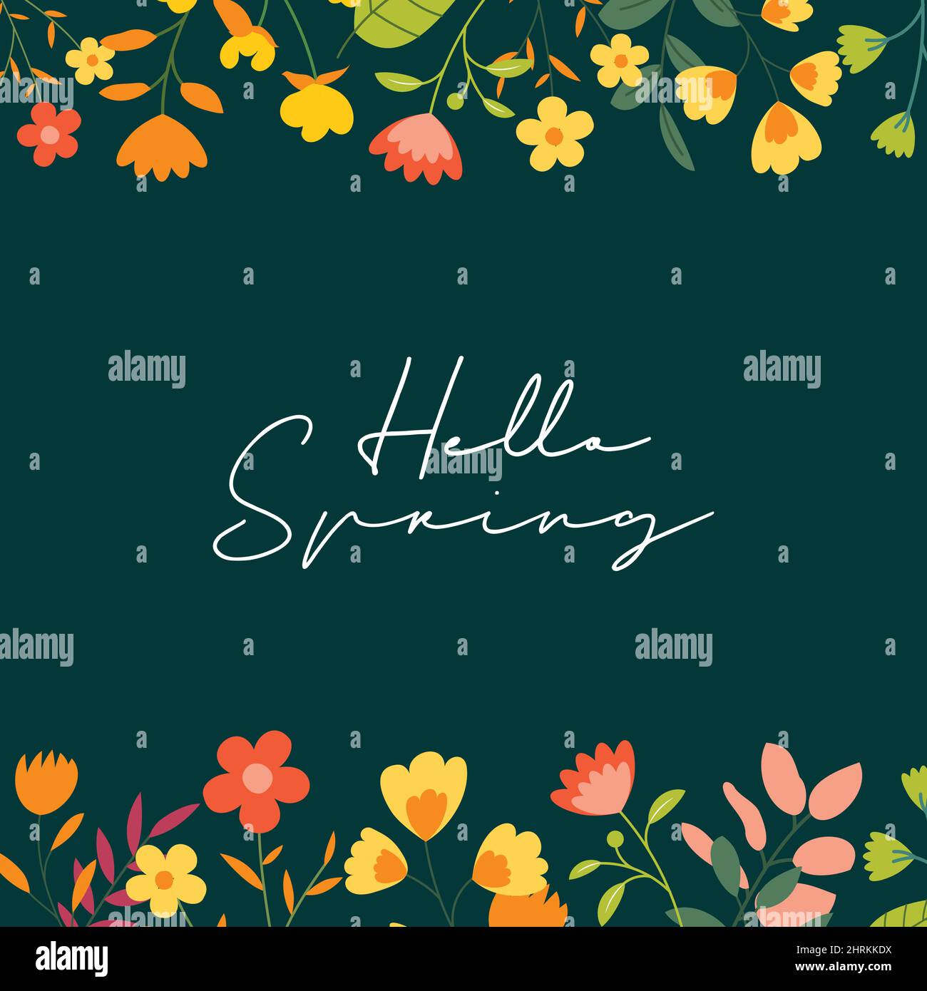 Hello spring banner background template with colorful flower.Can be use ...