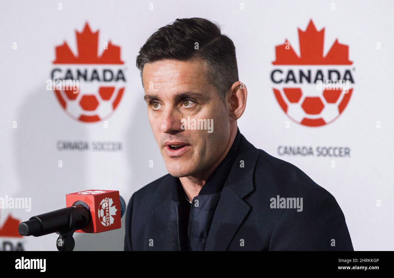 Canada men's national soccer team newly-announced coach John Herdman speaks at a press ...