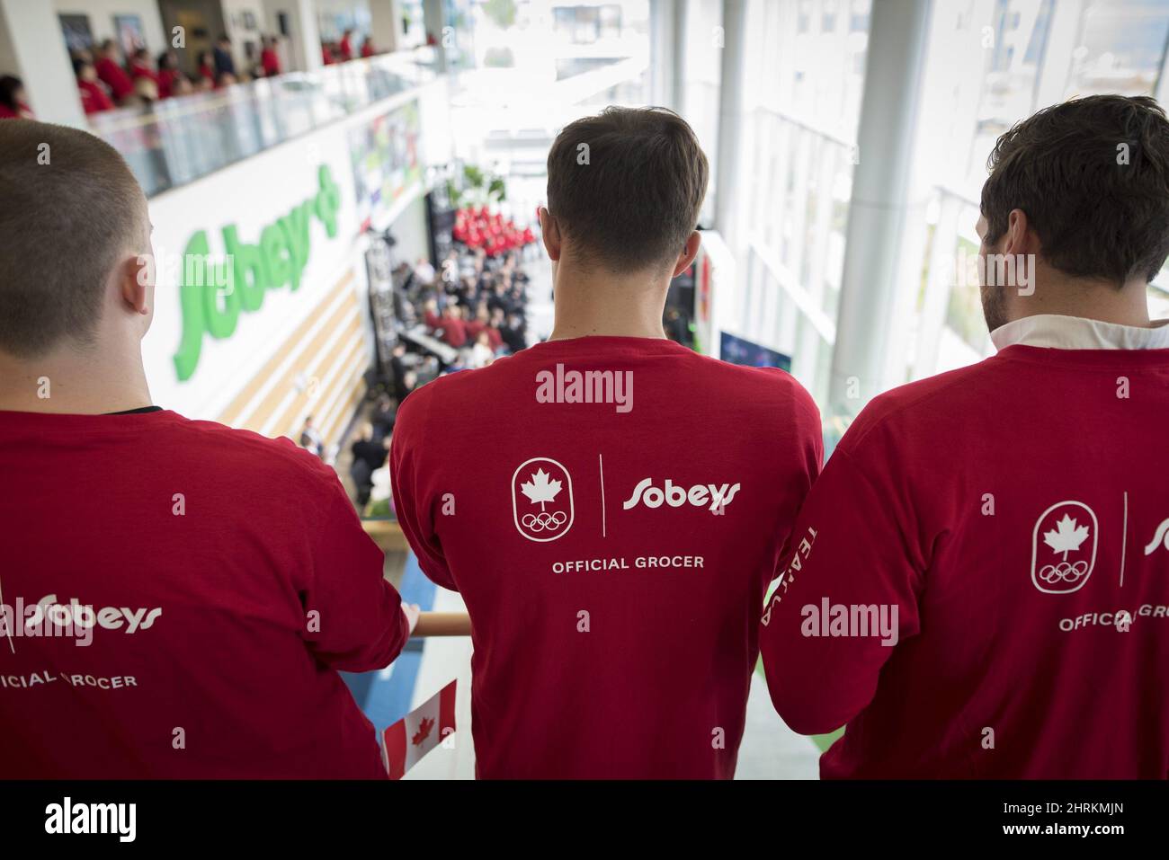 Employees attend the Olympic Partnership kick off event at the Sobey's ...