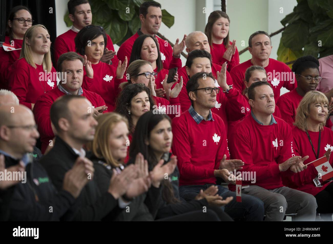Employees attend the Olympic Partnership kick off event at the Sobey's ...