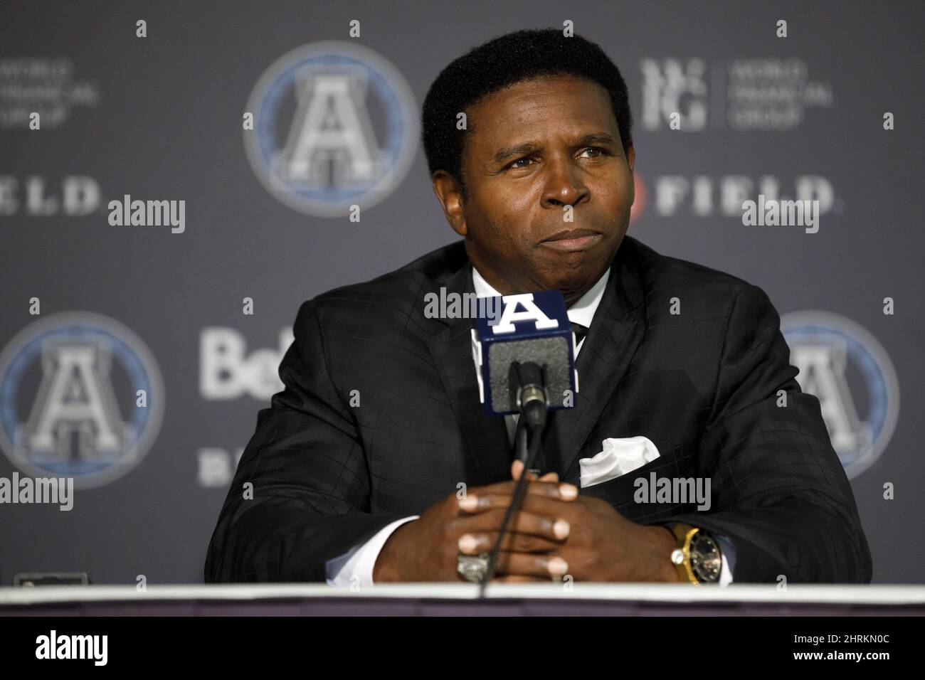 Mike (Pinball) Clemons speaks as he is announced as the new general ...