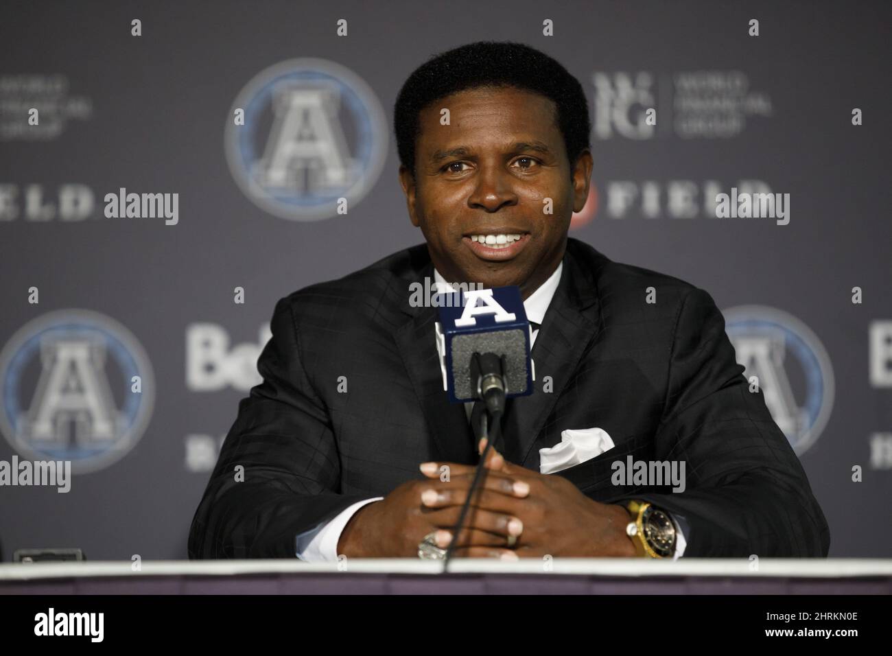 Mike (Pinball) Clemons speaks as he is announced as the new general ...