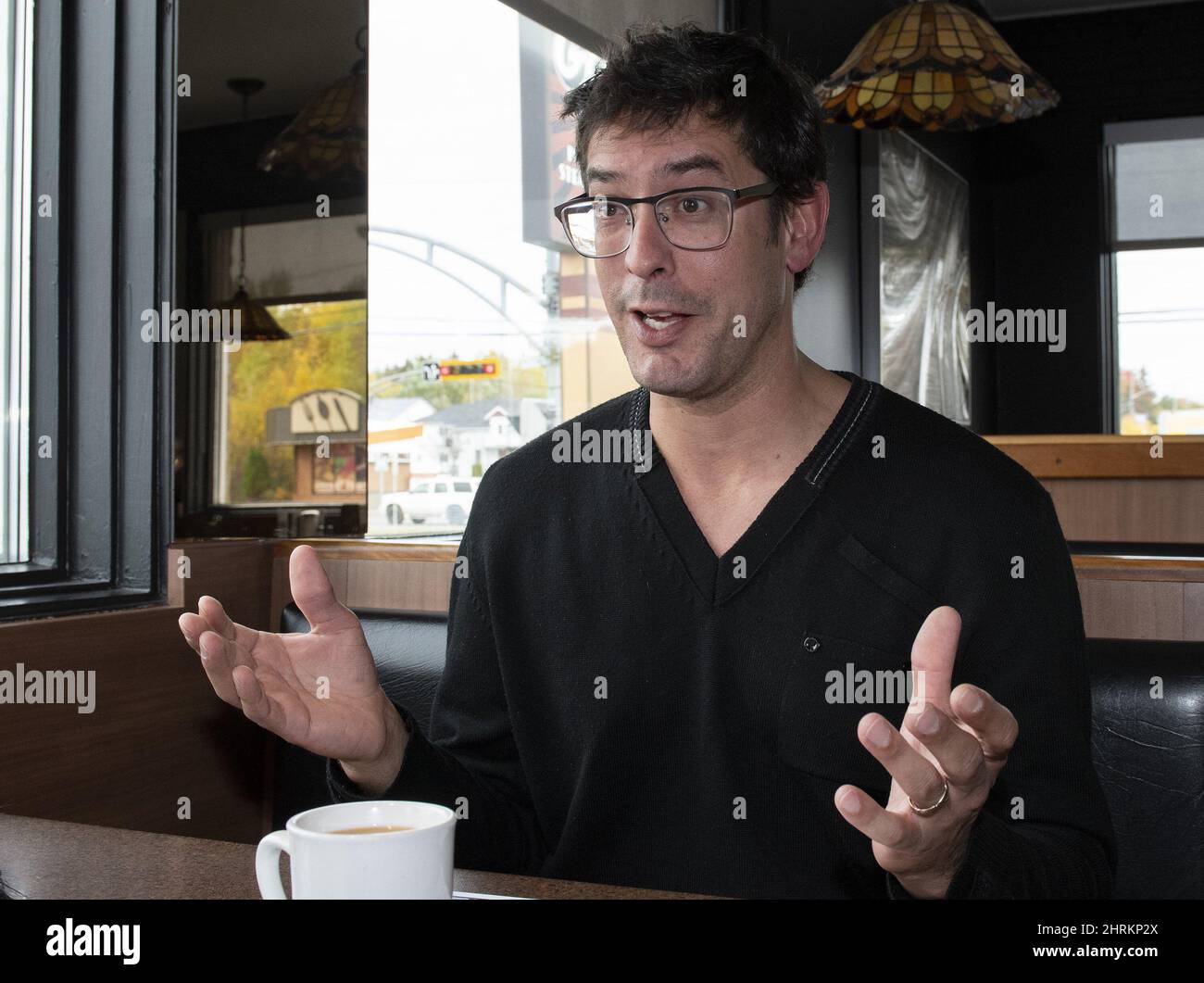 Bloc Quebecois candidate Alexis Brunelle-Duceppe gestures during an ...