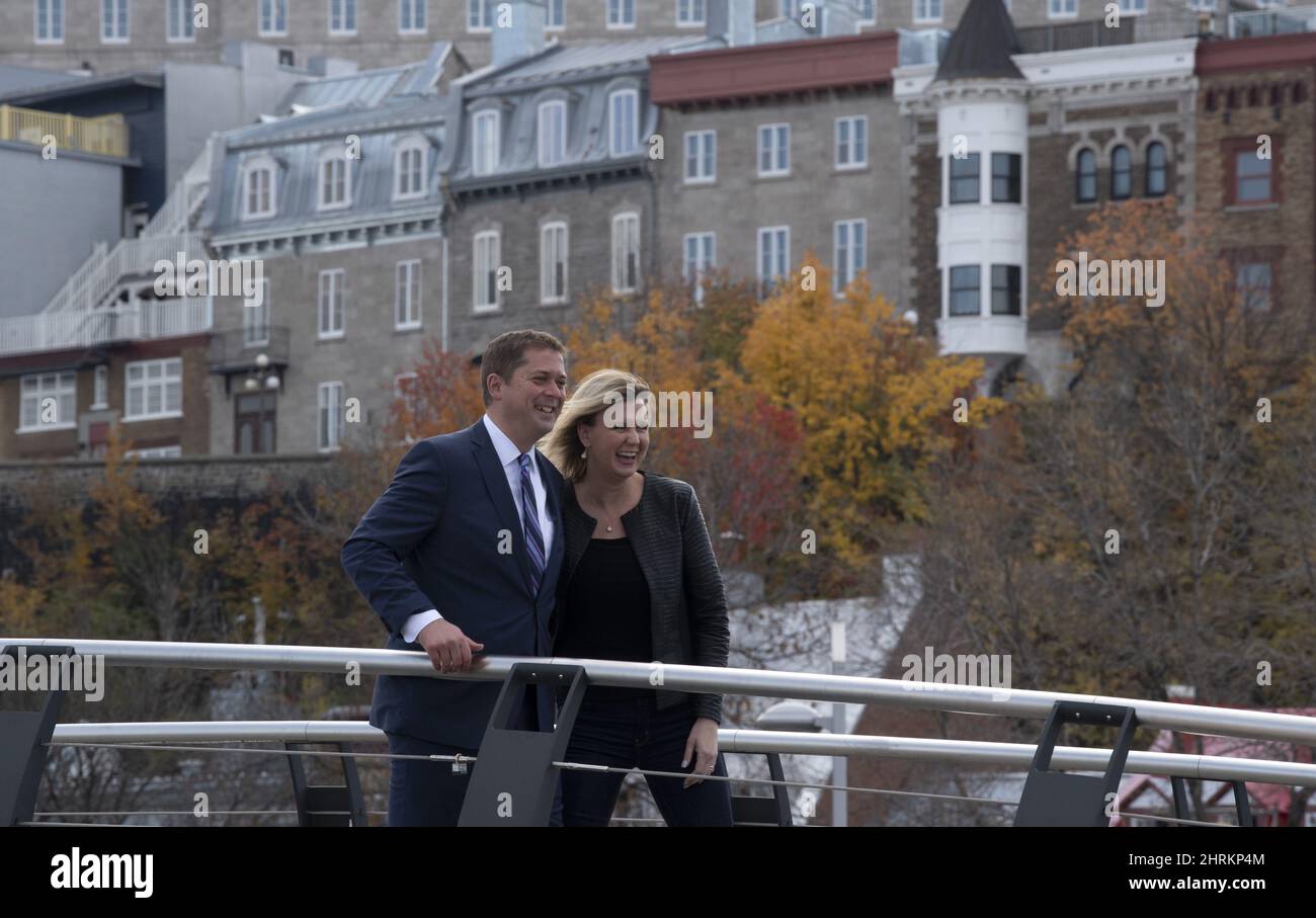 Conservative Leader Andrew Scheer and his wife Jill Scheer walk across ...