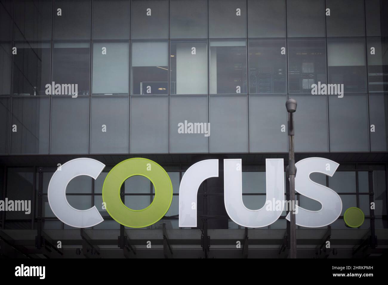 The new Corus logo at Corus Quay in Toronto is photographed on Friday ...