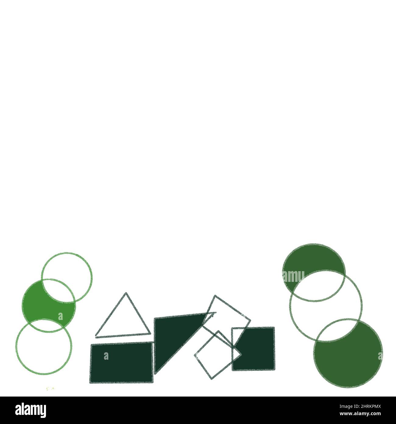 Green circles, squares, rectangles and triangles bordering the bottom ...