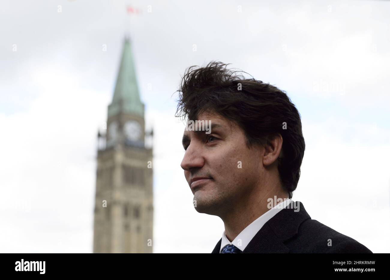 Prime Minister Justin Trudeau makes his way to a press conference at ...