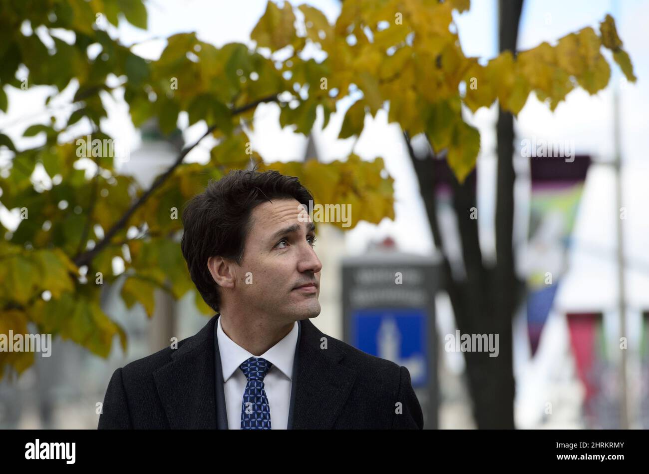 Prime Minister Justin Trudeau makes his way to a press conference at ...