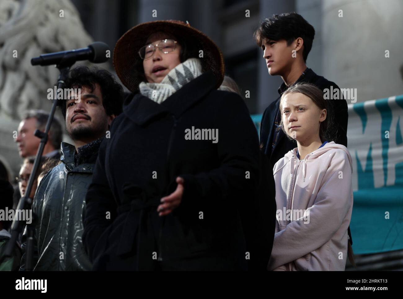 Swedish environmental activist Greta Thunberg attends a student-led ...