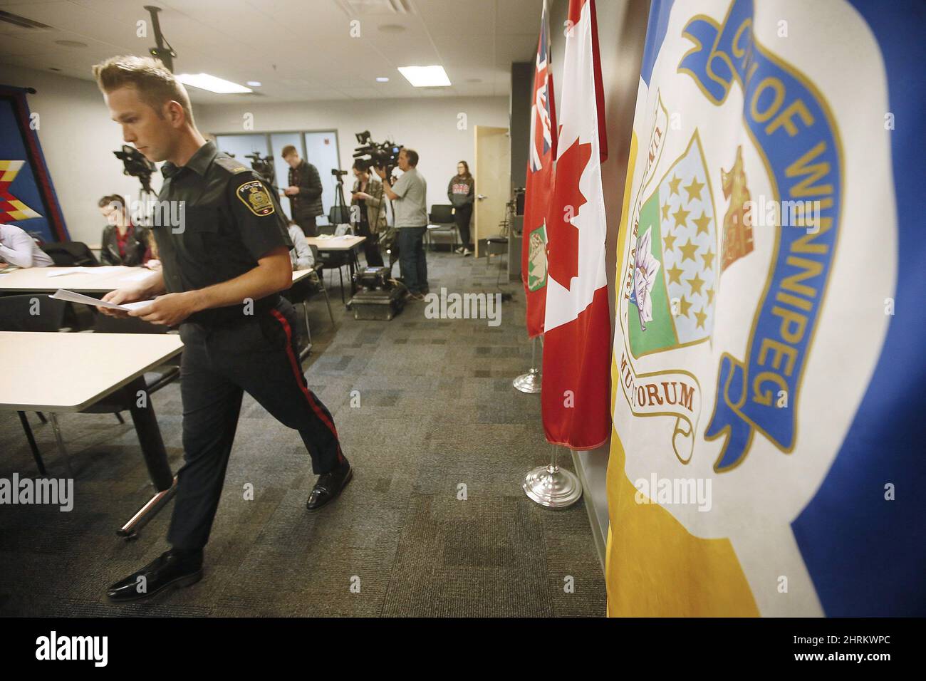 Winnipeg Police Service Constable Jay Murray addresses media in the ...