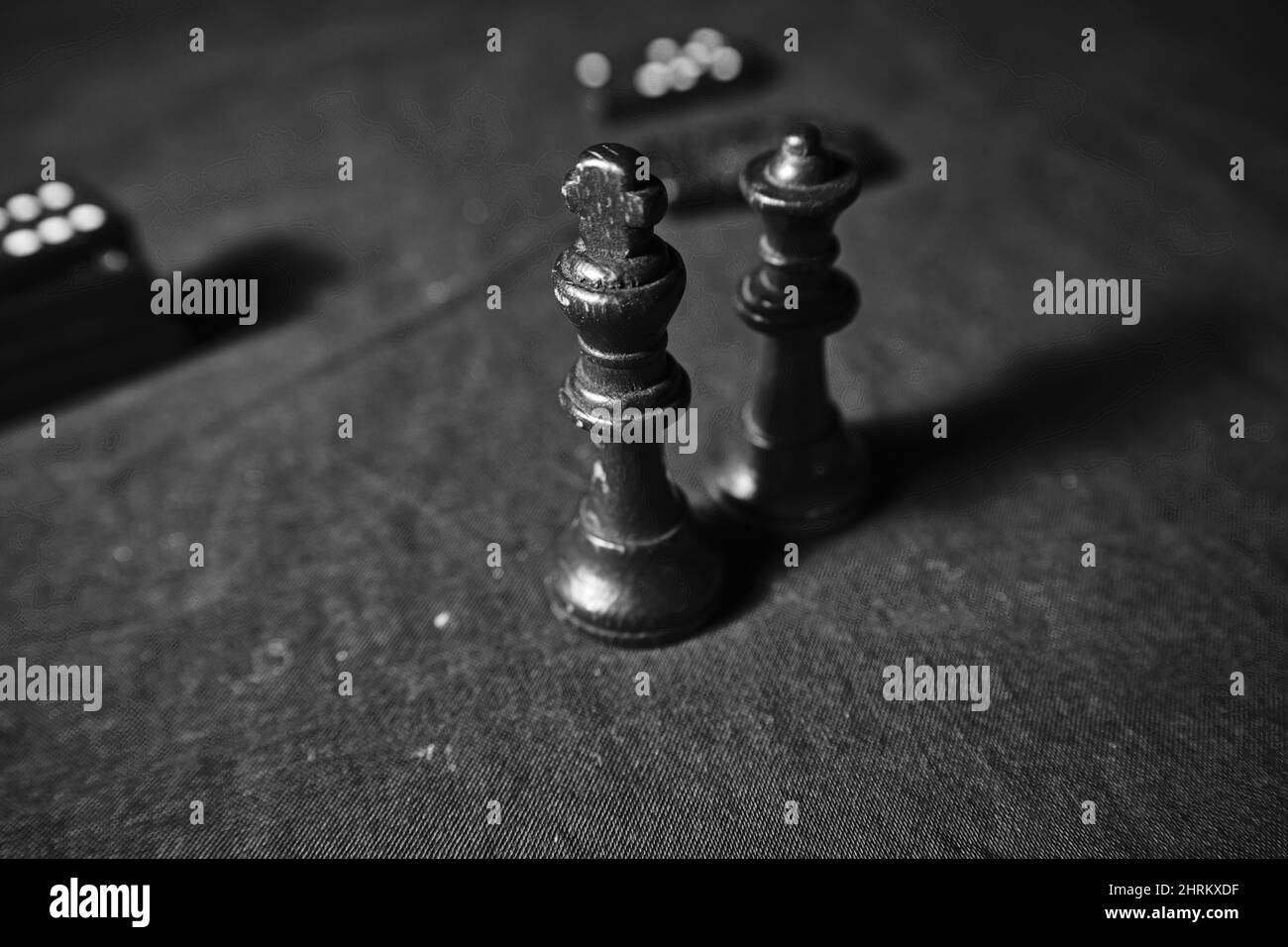 Grayscale of chess pieces on a table Stock Photo - Alamy