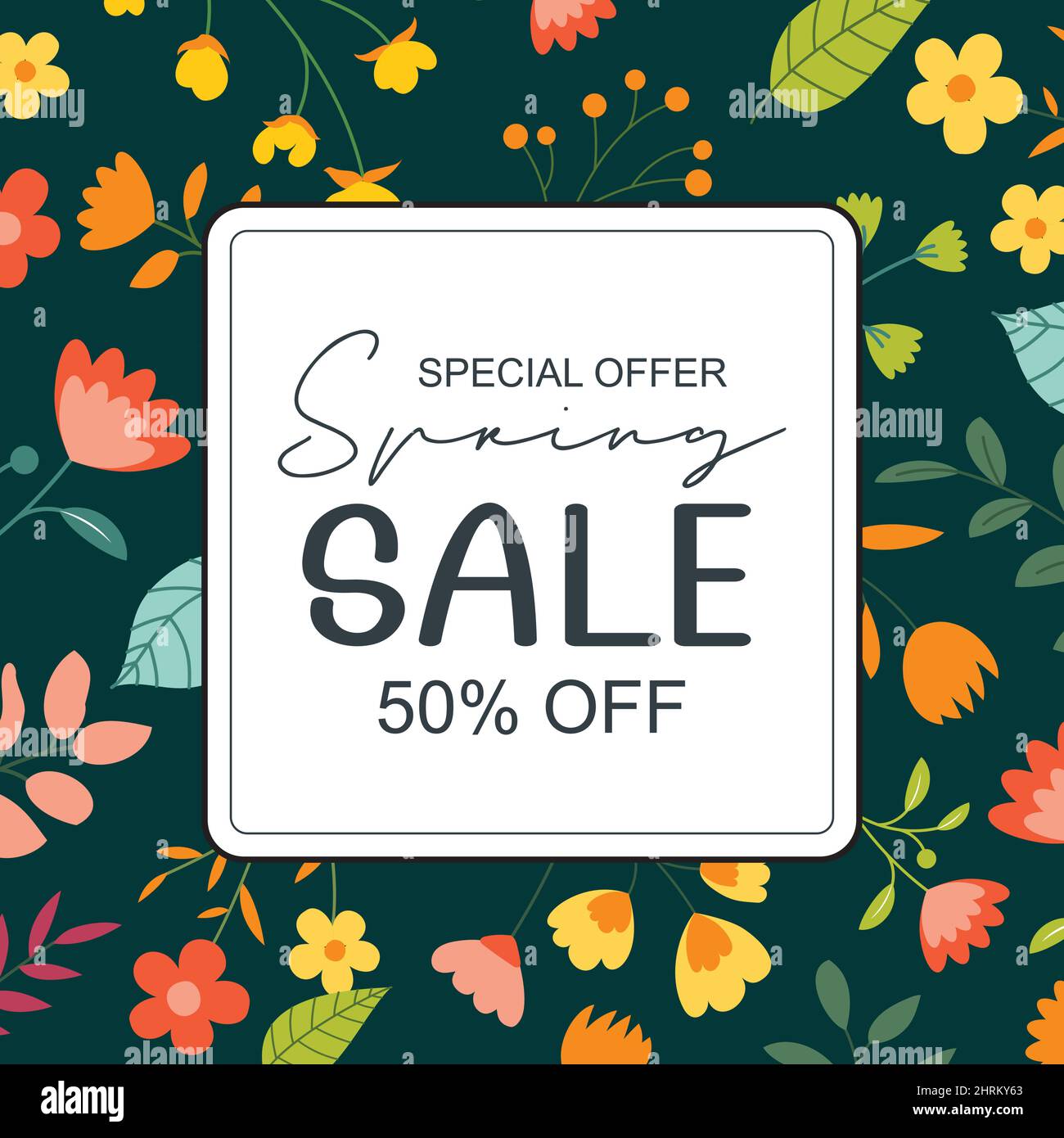 Spring sale banner background template with colorful flower.Can be use ...