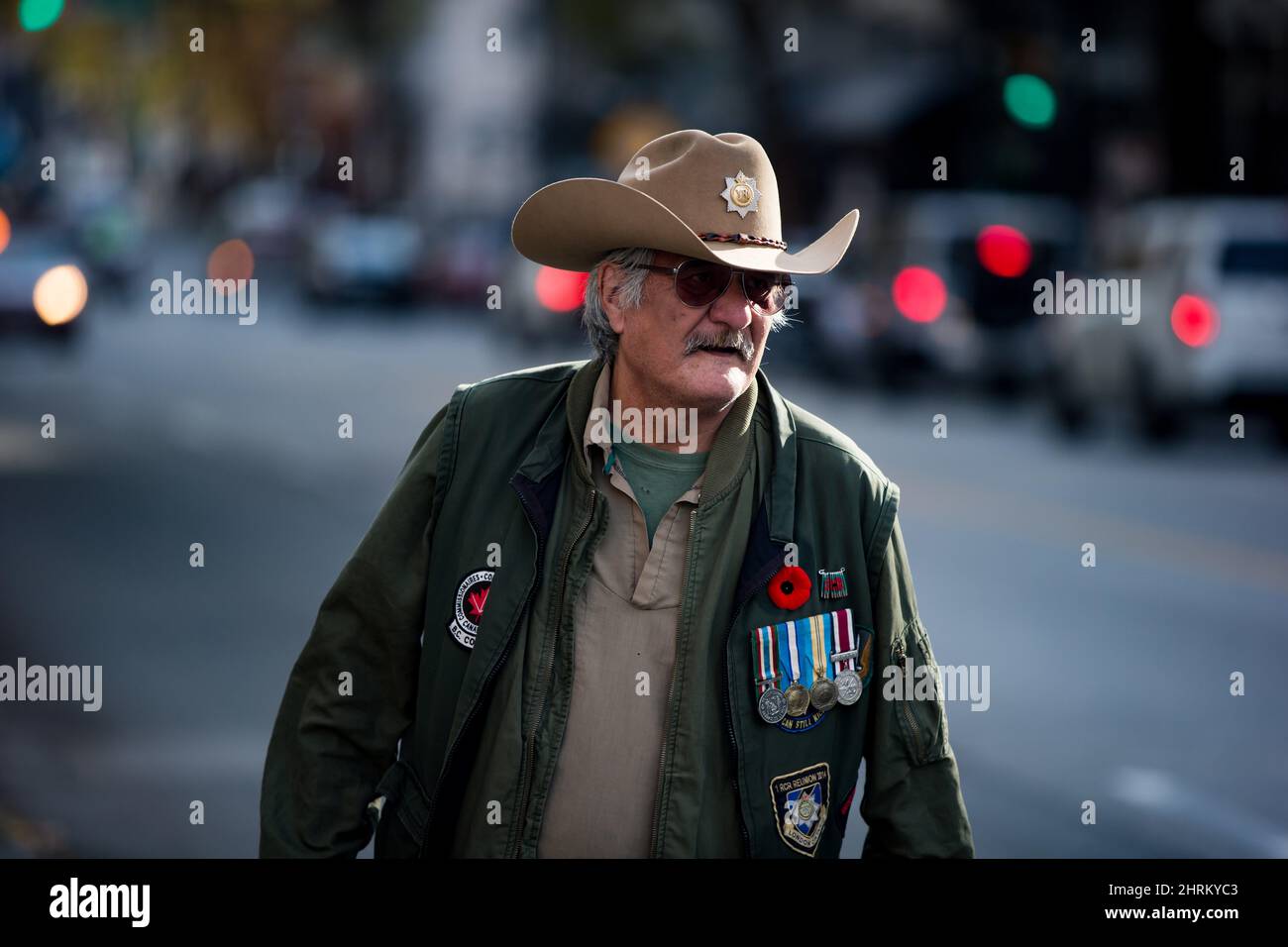 Aboriginal Canadian Army veteran, David Ward, leads the way while ...
