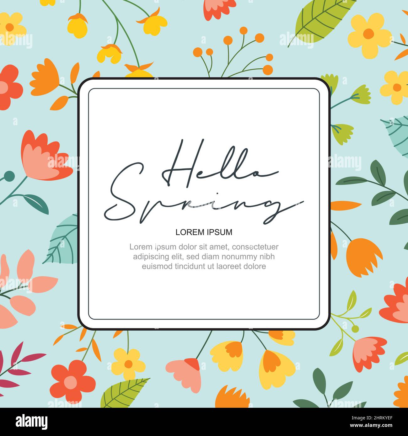 Hello spring banner background template with colorful flower.Can be use ...