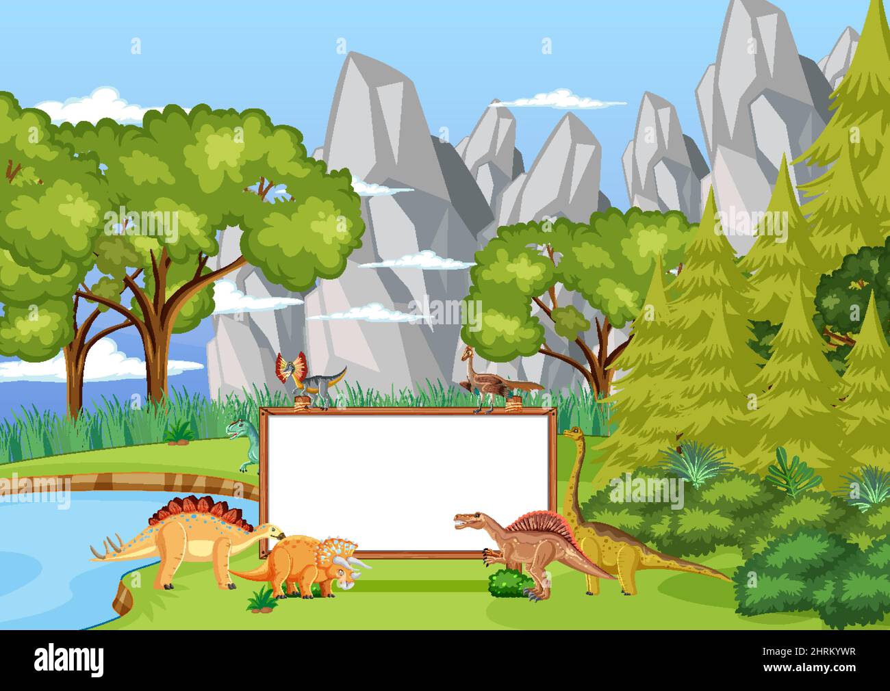 Dinosaur in prehistoric forest scene illustration Stock Vector Image ...