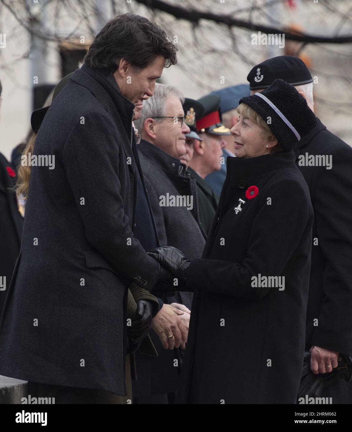 Silver Cross Mother Reine Samson Dawe, right, speaks with Prime ...