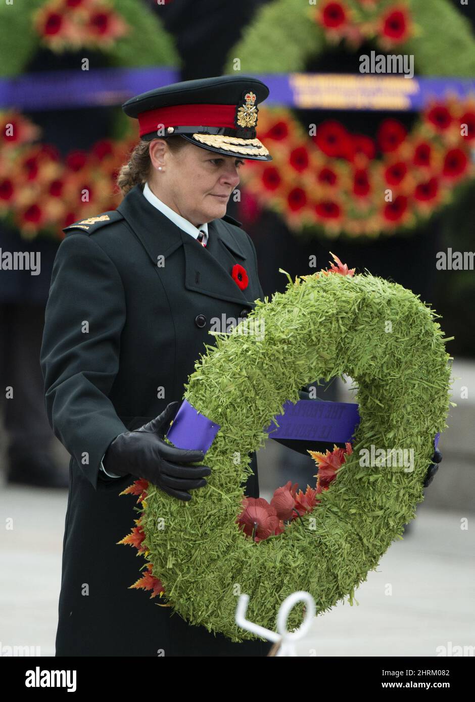 Governor General Julie Payette places a wreath during the Remembrance Day ceremony at the ...