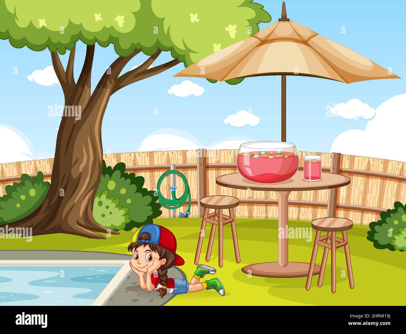 Scene with children in the backyard illustration Stock Vector Image ...