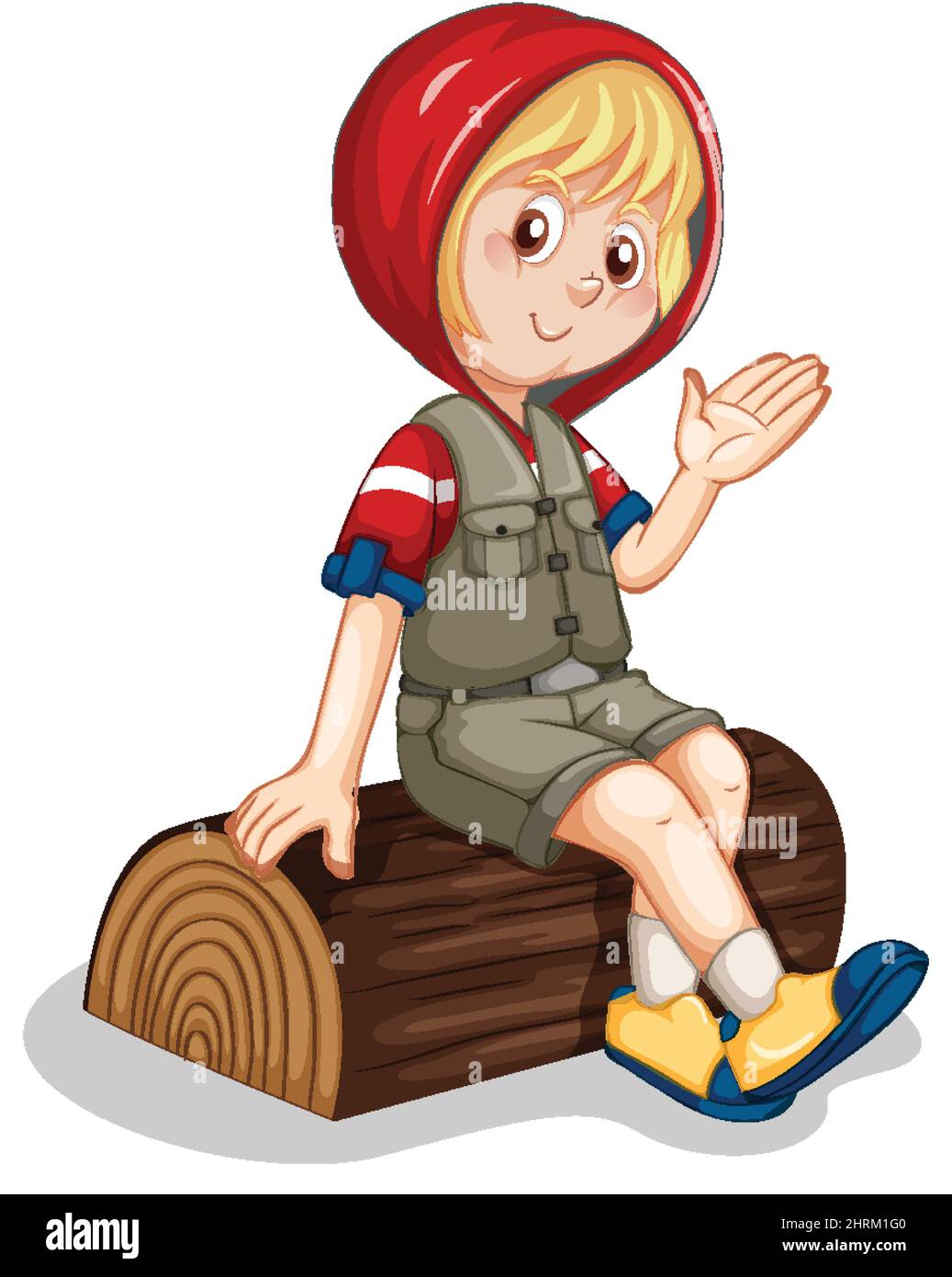 Little girl sitting on log illustration Stock Vector Image & Art - Alamy