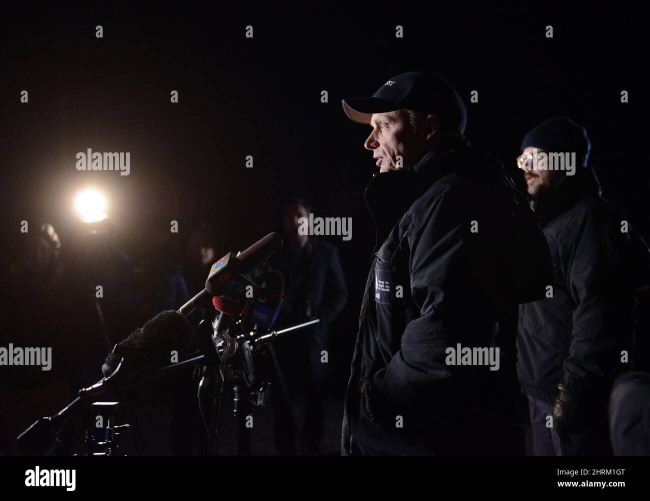 Transportation Safety Board investigator Ken Webster holds a press ...