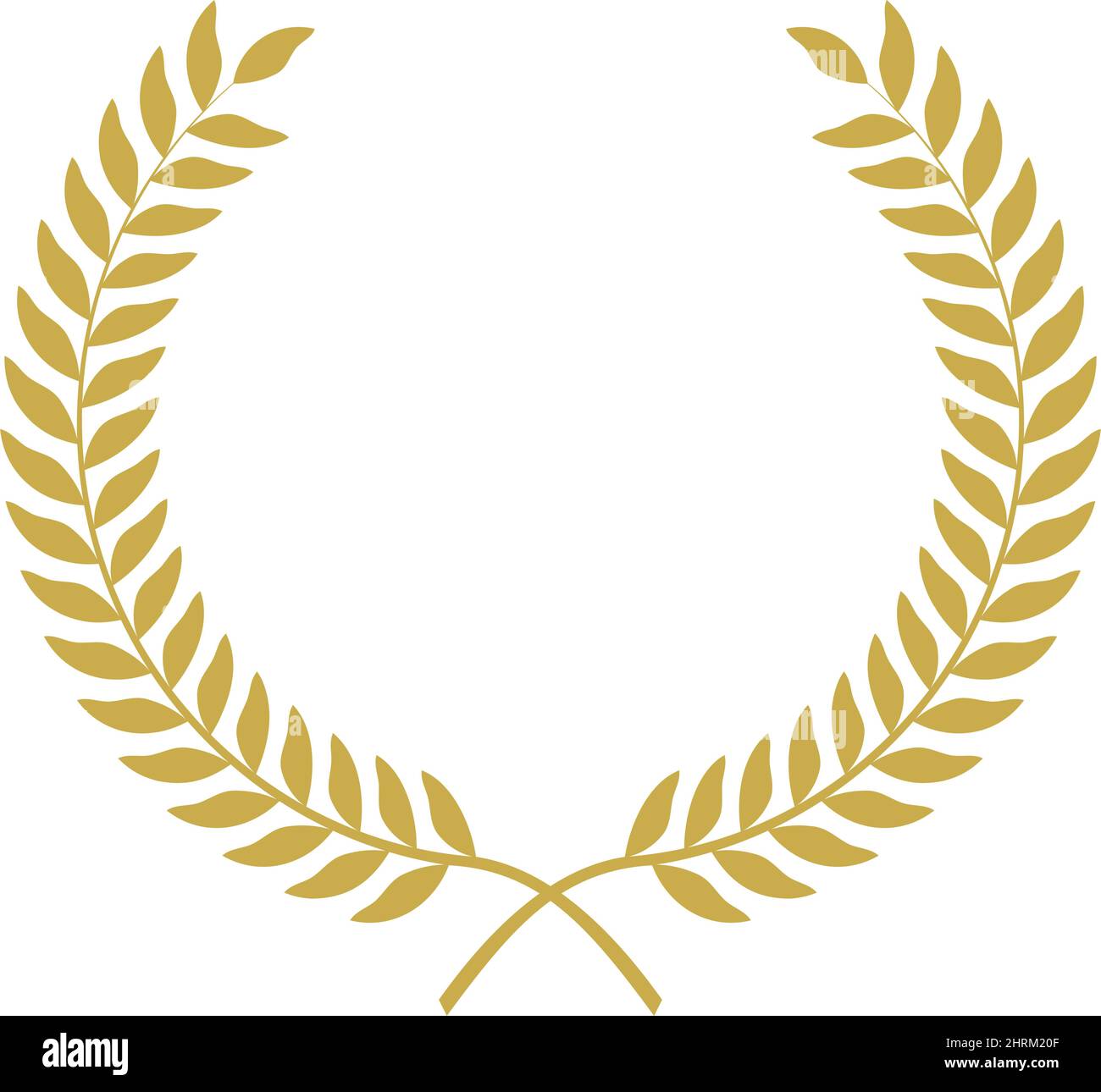 Laurel honor wreath vector in gold on white isolated background. A ...