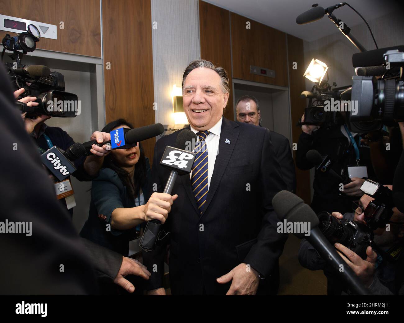 Francois Legault, Premier of Quebec, arrives during a meeting of the ...
