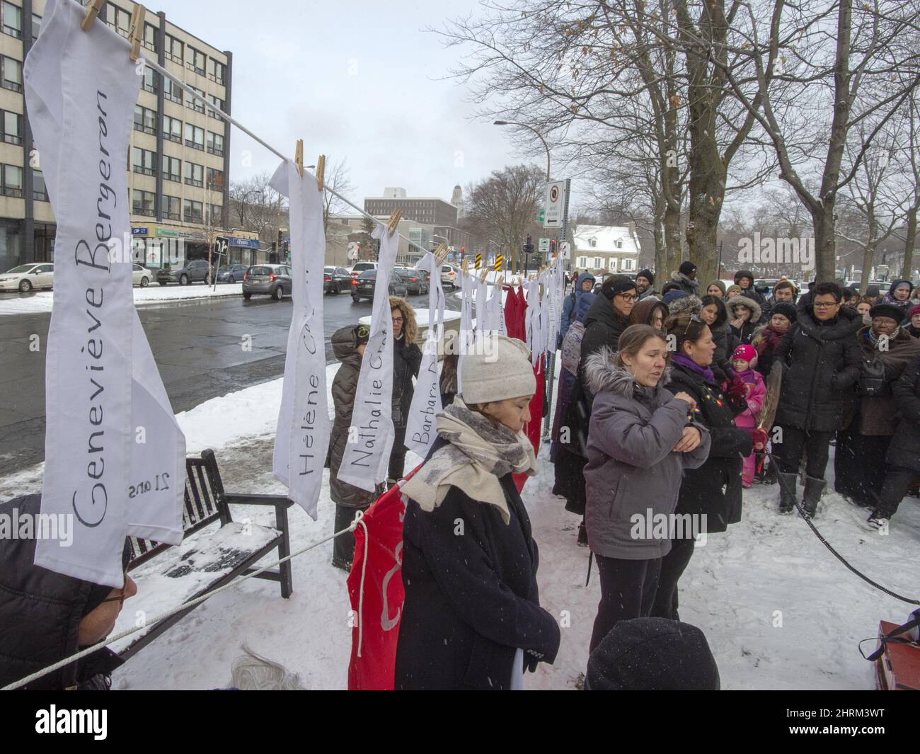 People gather at Dec. 6th Park during ceremonies to mark the 30th ...