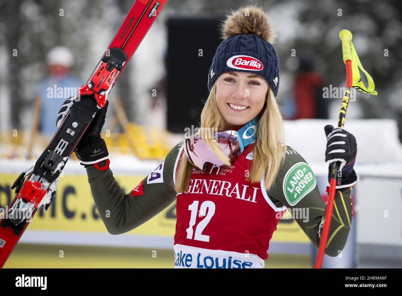 Second place finisher Mikaela Shiffrin, left, of the United States ...