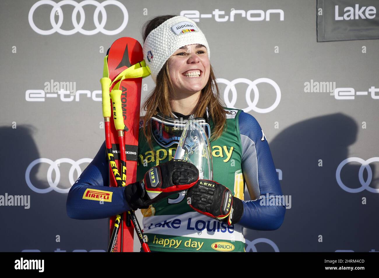 Italy's Nicol Delago celebrates her second place finish following the ...