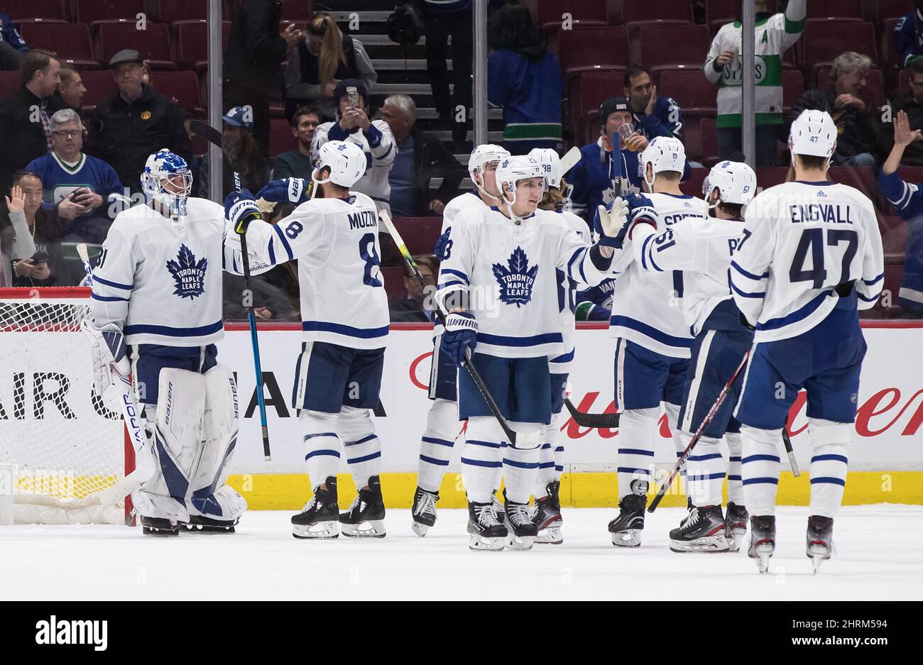 Toronto Maple Leafs goalie Frederik Andersen, left, of Denmark, and ...