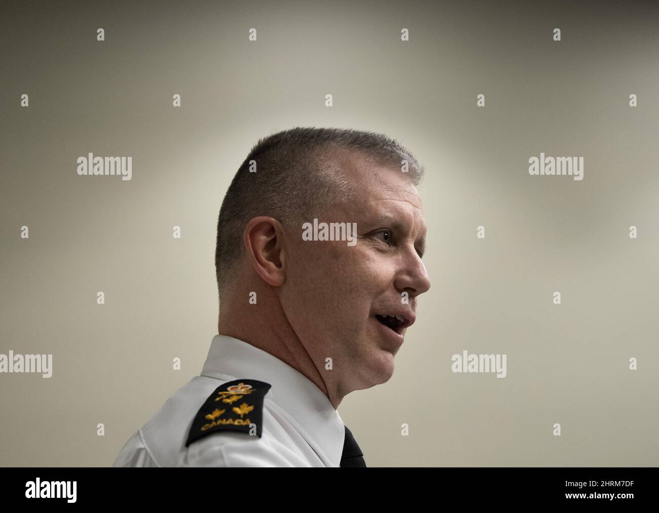 Commander of the Royal Canadian Navy Vice-Admiral Art McDonald is seen ...