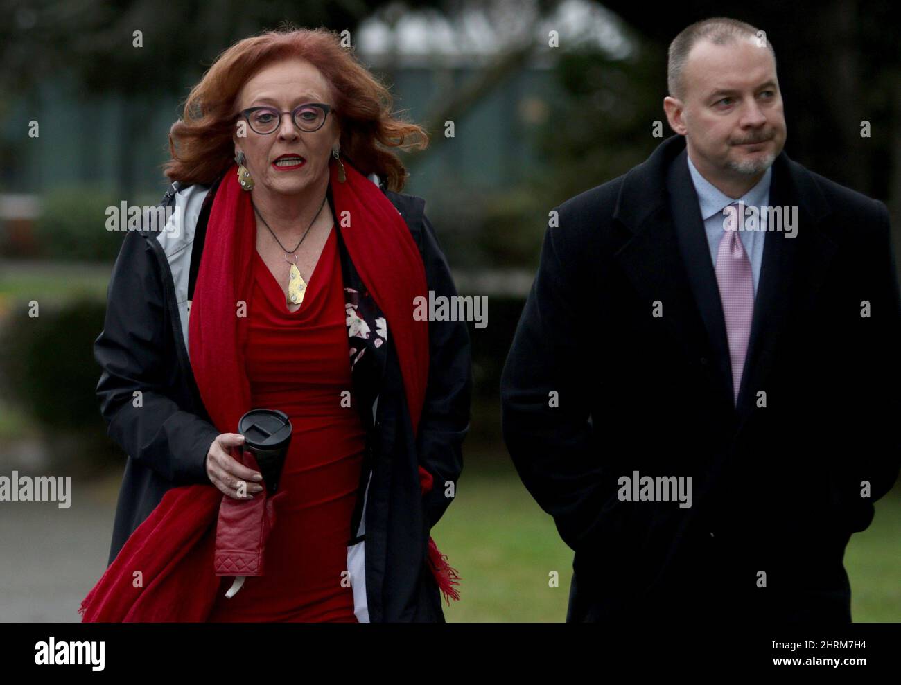 Oak Bay councillor Hazel Braithwaite (left) and Oak Bay Deputy Chief Ray Bernoties arrive for ...