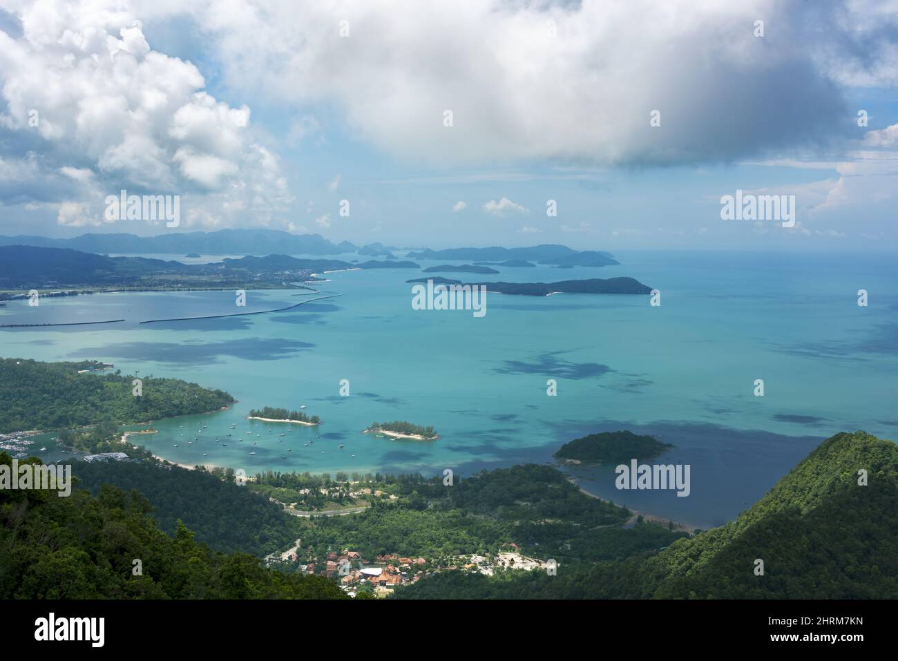 Aerial view of the beautiful seascape and landscape of Langkawi Island ...