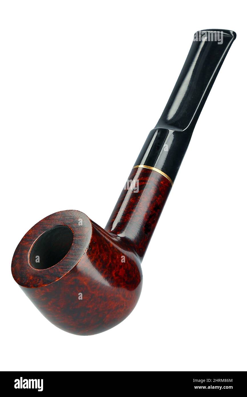Close-up shot of a smoking pipe isolated on a white background Stock ...