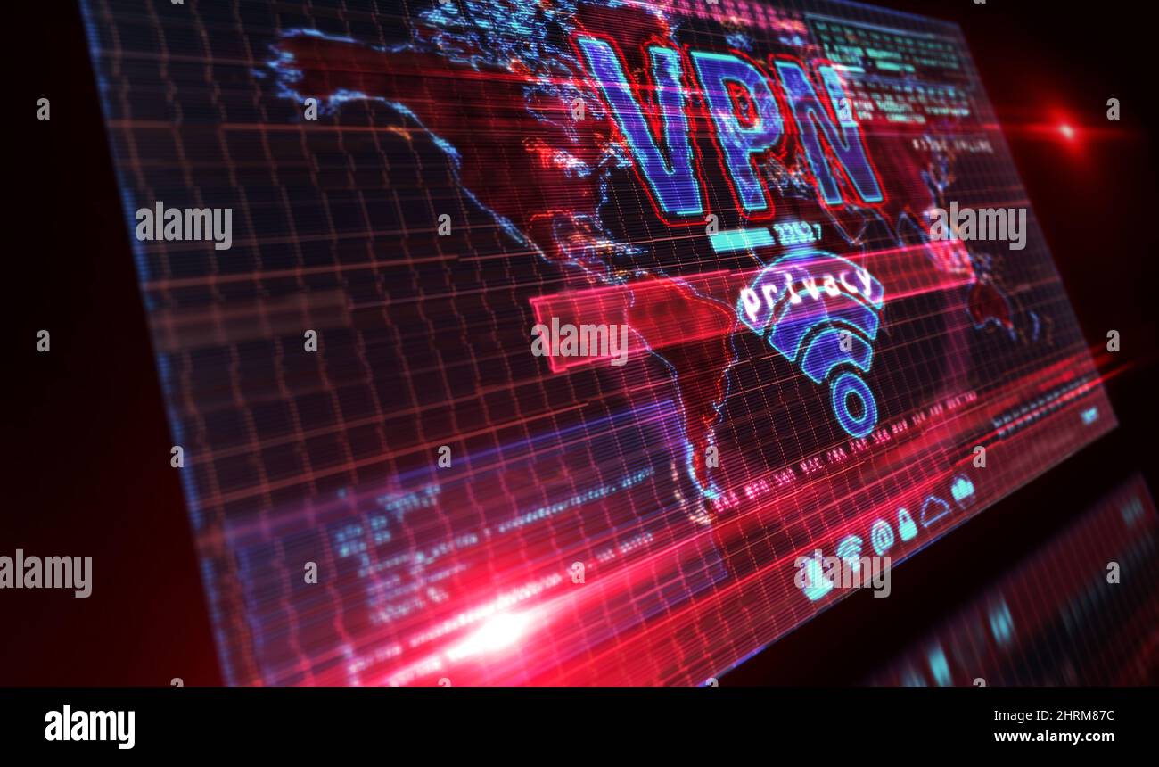 VPN on computer screen. VPN, virtual private network and encrypted link ...