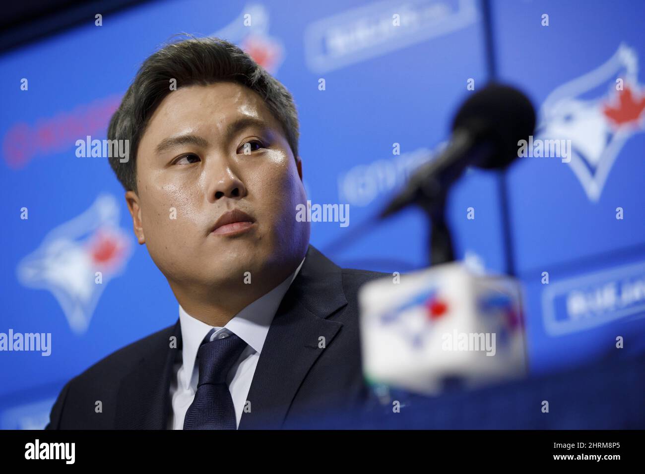 Toronto Blue Jays newly signed pitcher Hyun-Jin Ryu is seen during a ...