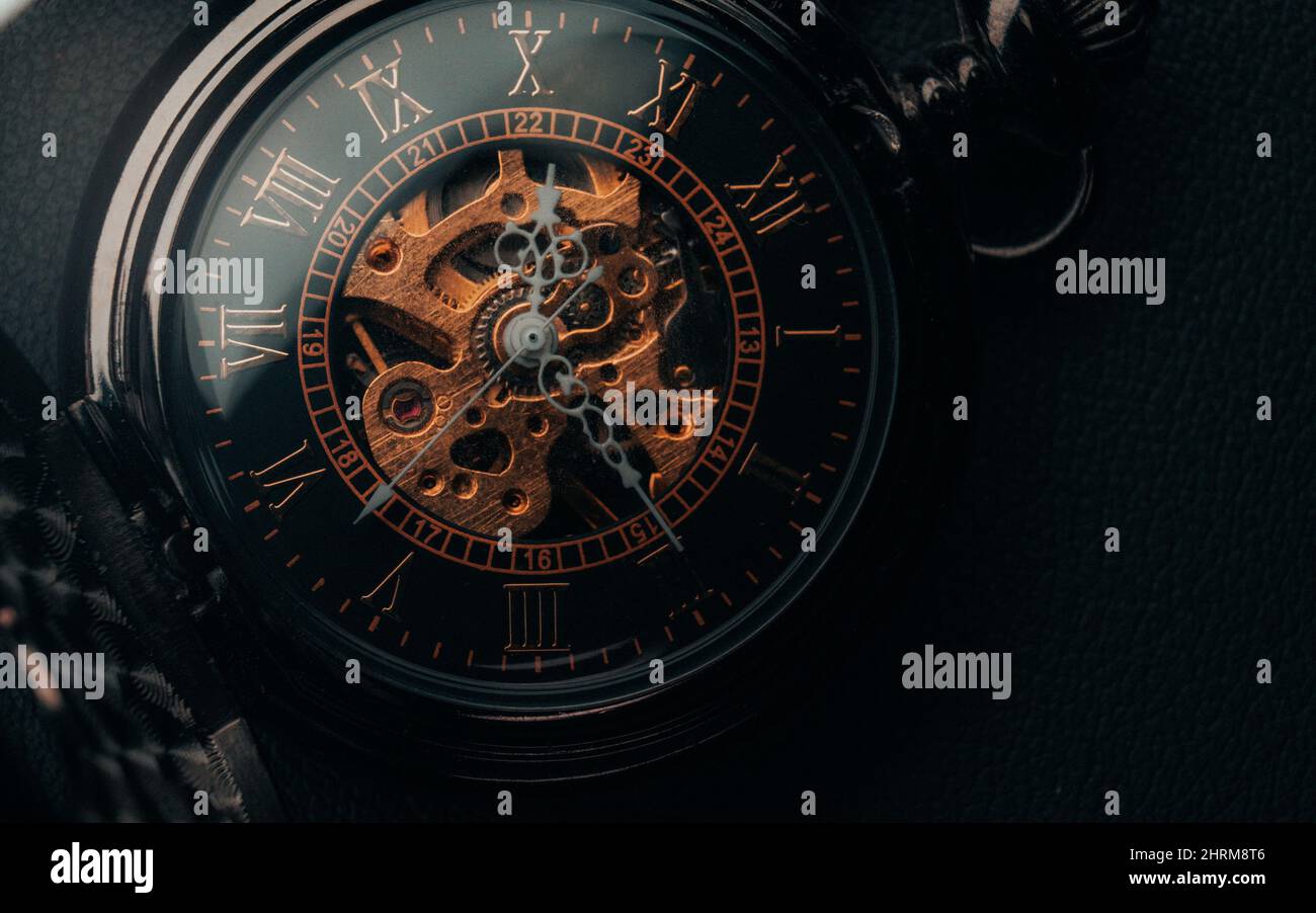 Top view of an old vintage mechanic watch Stock Photo - Alamy