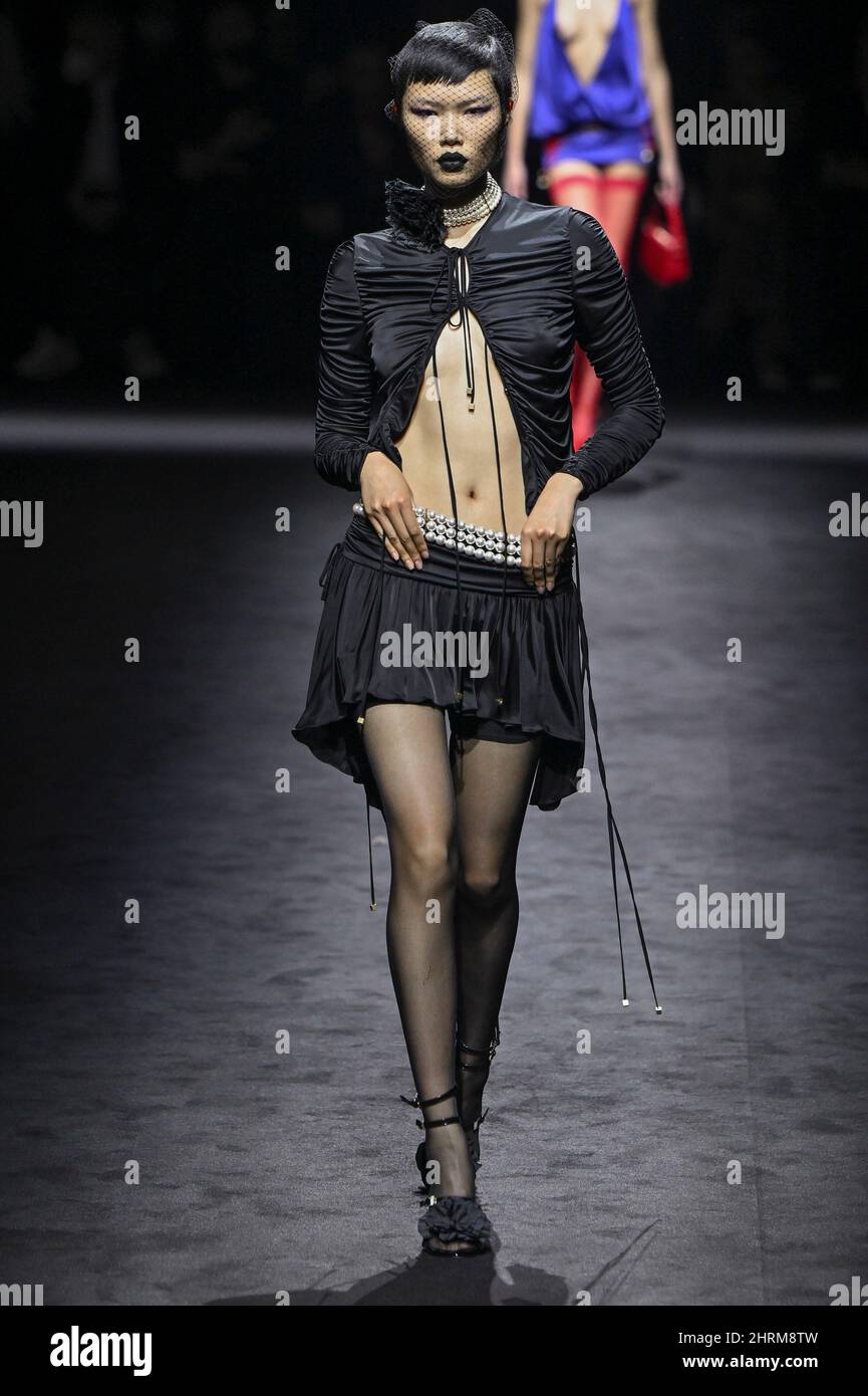 A model walks on the runway at the Blumarine fashion show during Fall ...