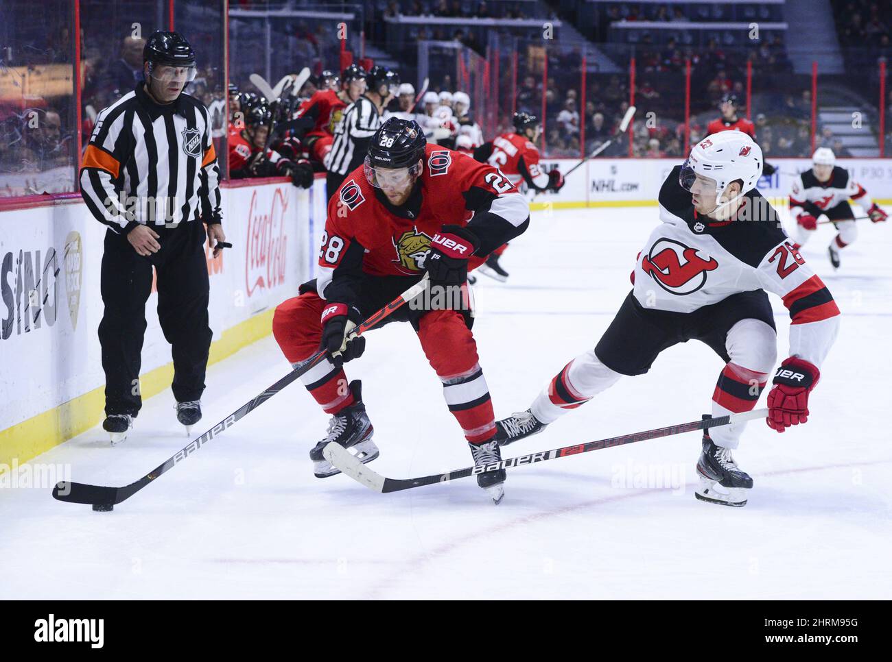 Ottawa Senators right wing Connor Brown (28) skates the puck past New ...