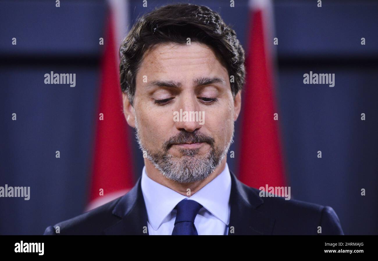 Prime Minister Justin Trudeau holds a press conference at the National ...