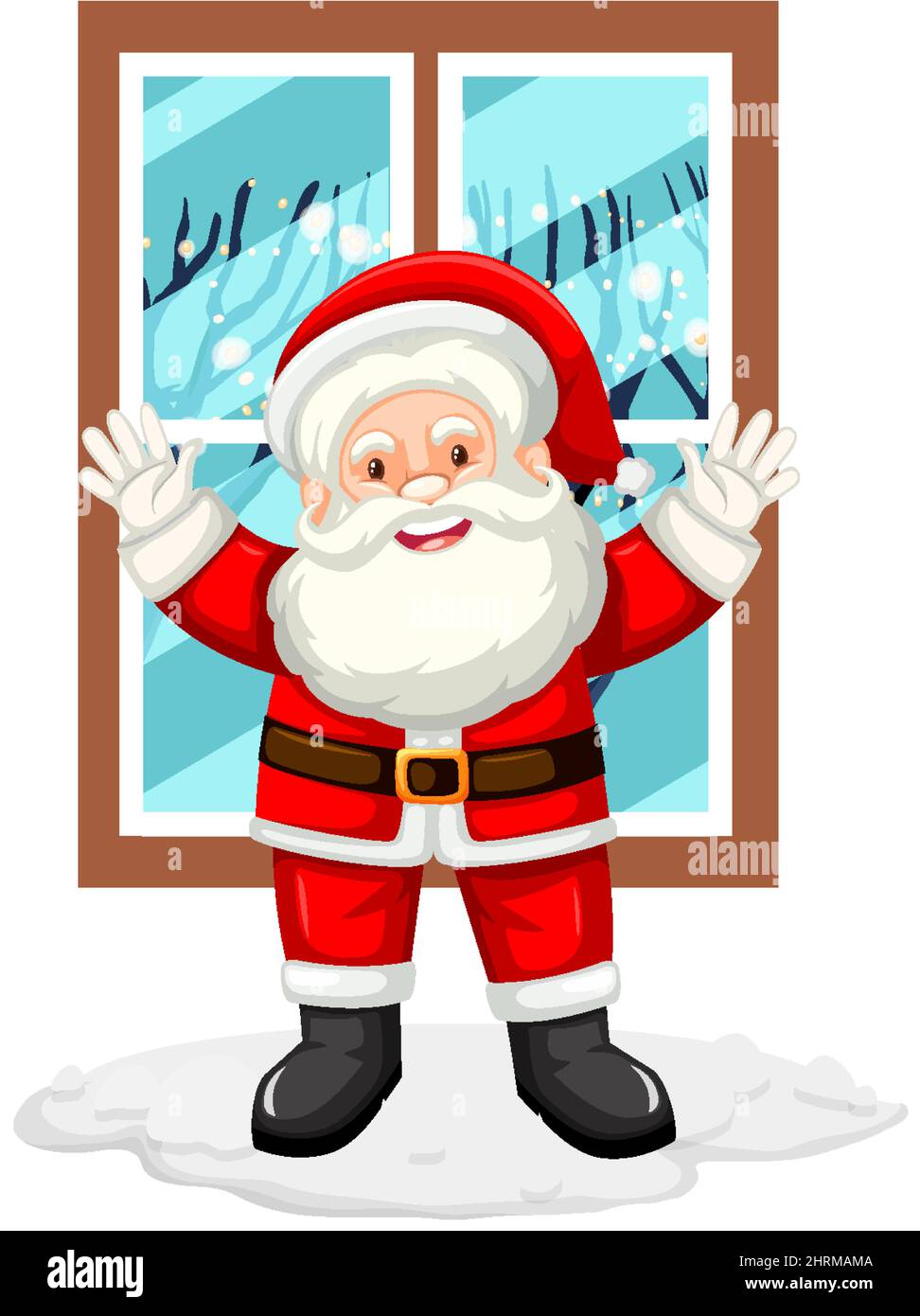 Happy Santa standing by the window illustration Stock Vector Image ...
