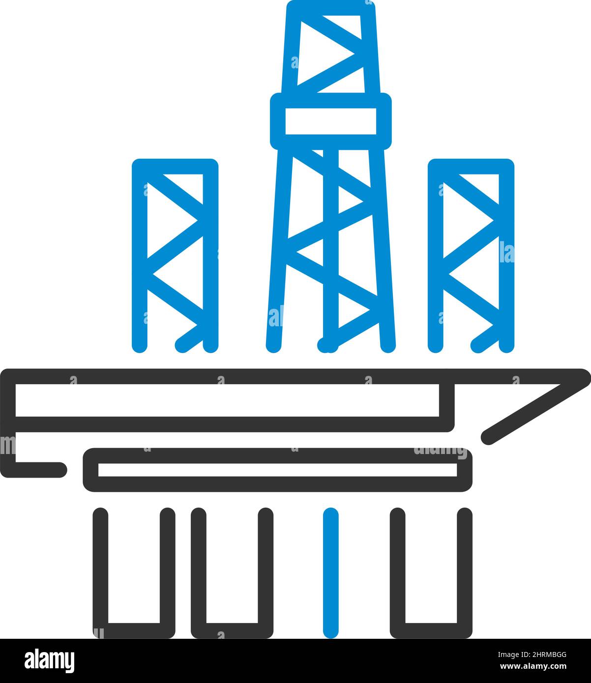 Oil Sea Platform Icon. Editable Bold Outline With Color Fill Design ...