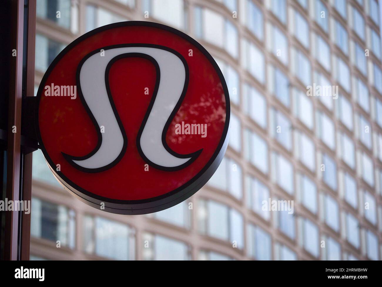 Lululemon Athletica's logo is seen on the outside of their new flagship ...