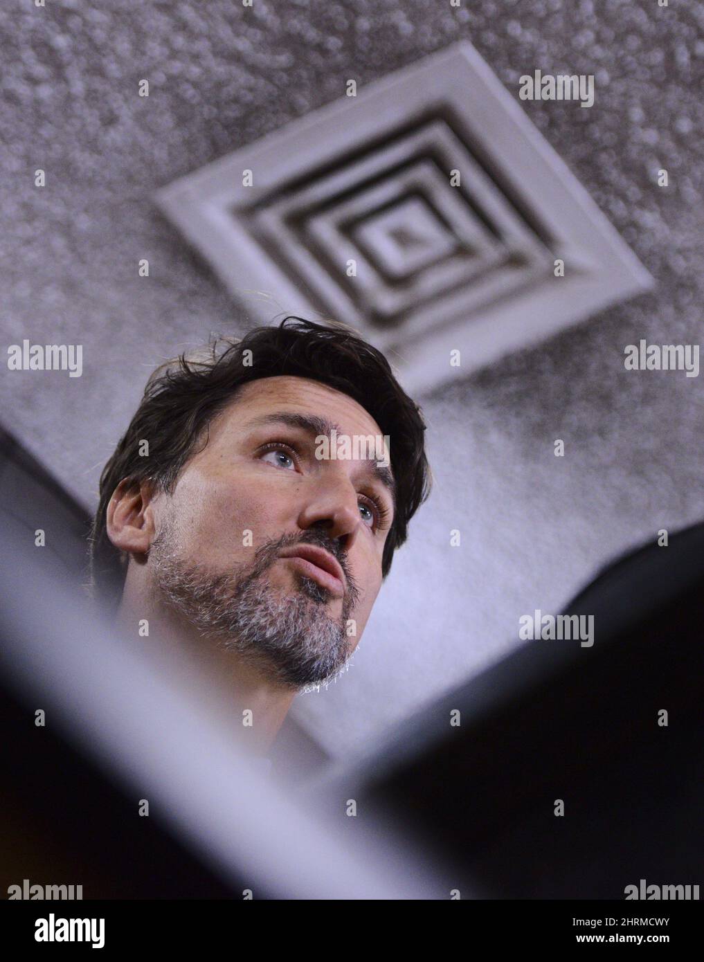 Prime Minister Justin Trudeau holds a press conference at the National ...
