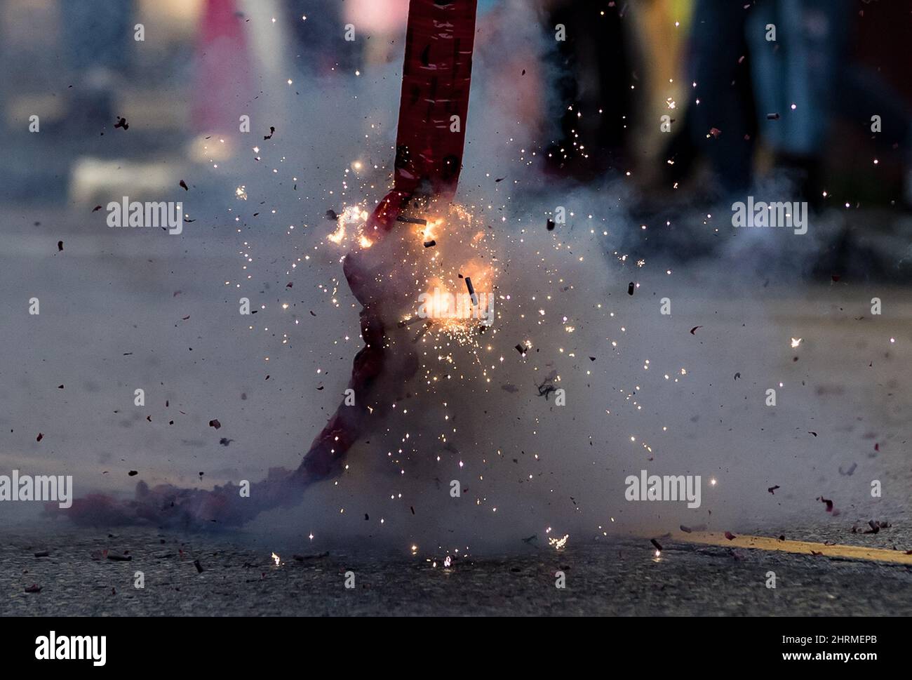 Firecrackers explode during the Chinese New Year Parade, in Vancouver, on Sunday January 26 ...