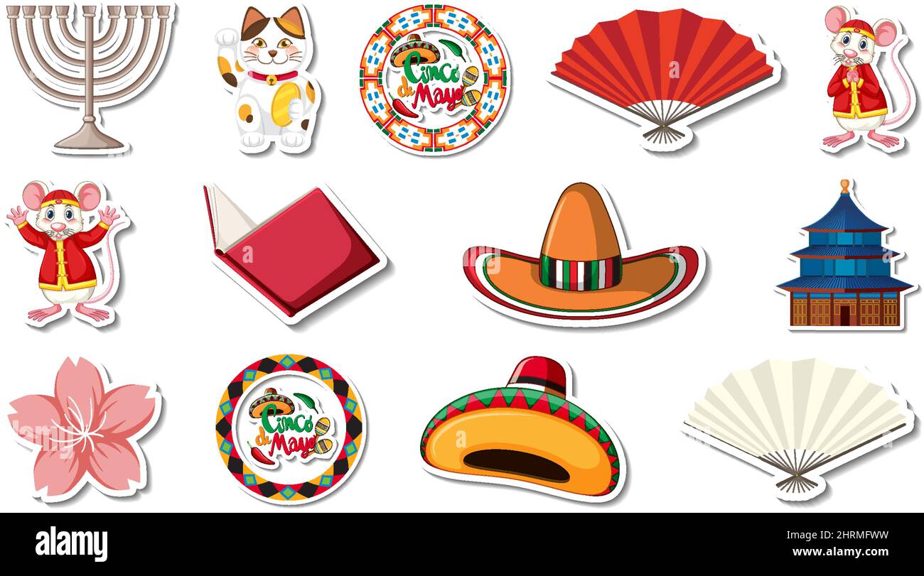 Set of different traditional objects illustration Stock Vector Image ...