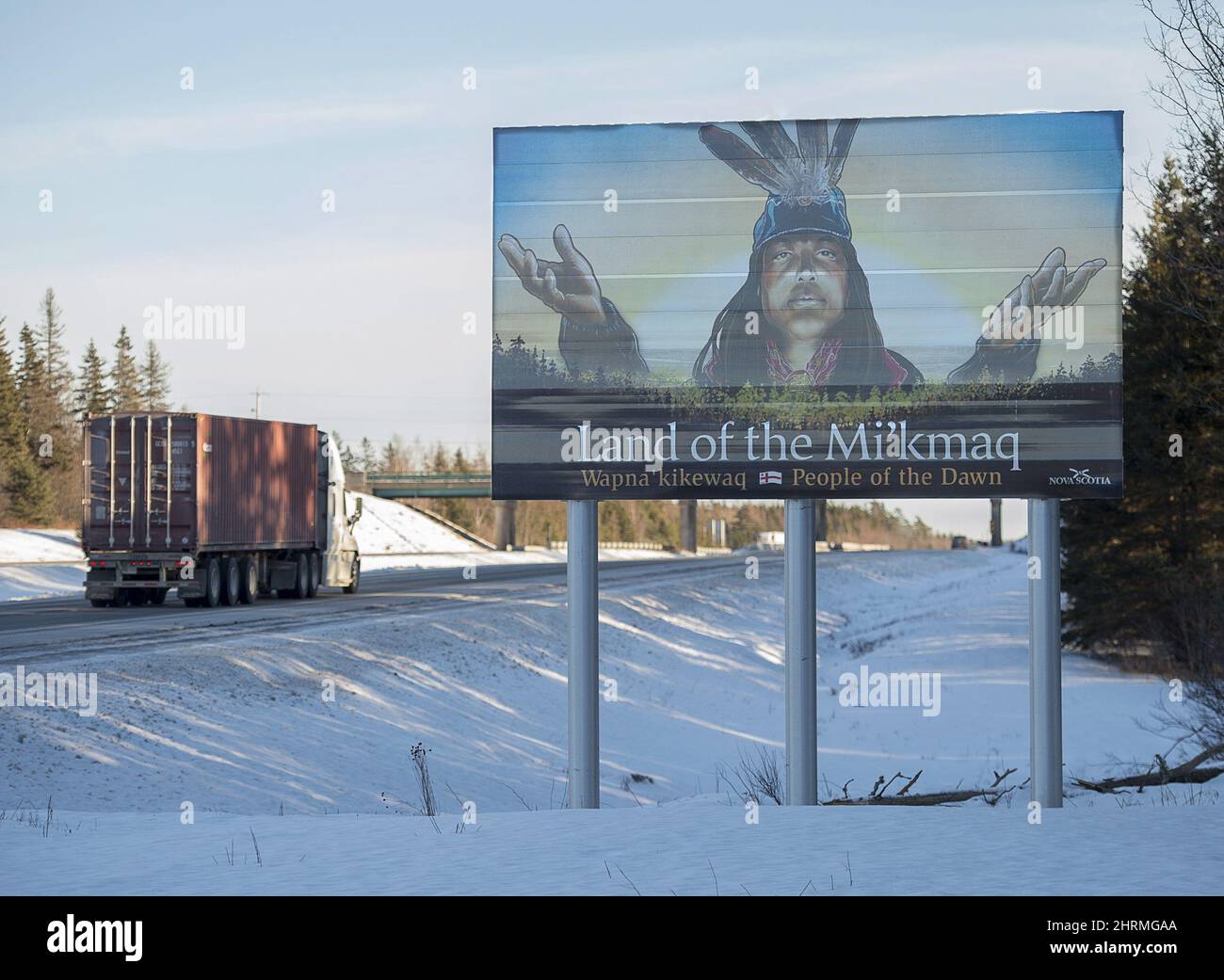 A billboard-size highway sign that highlights the province's rich Mi ...